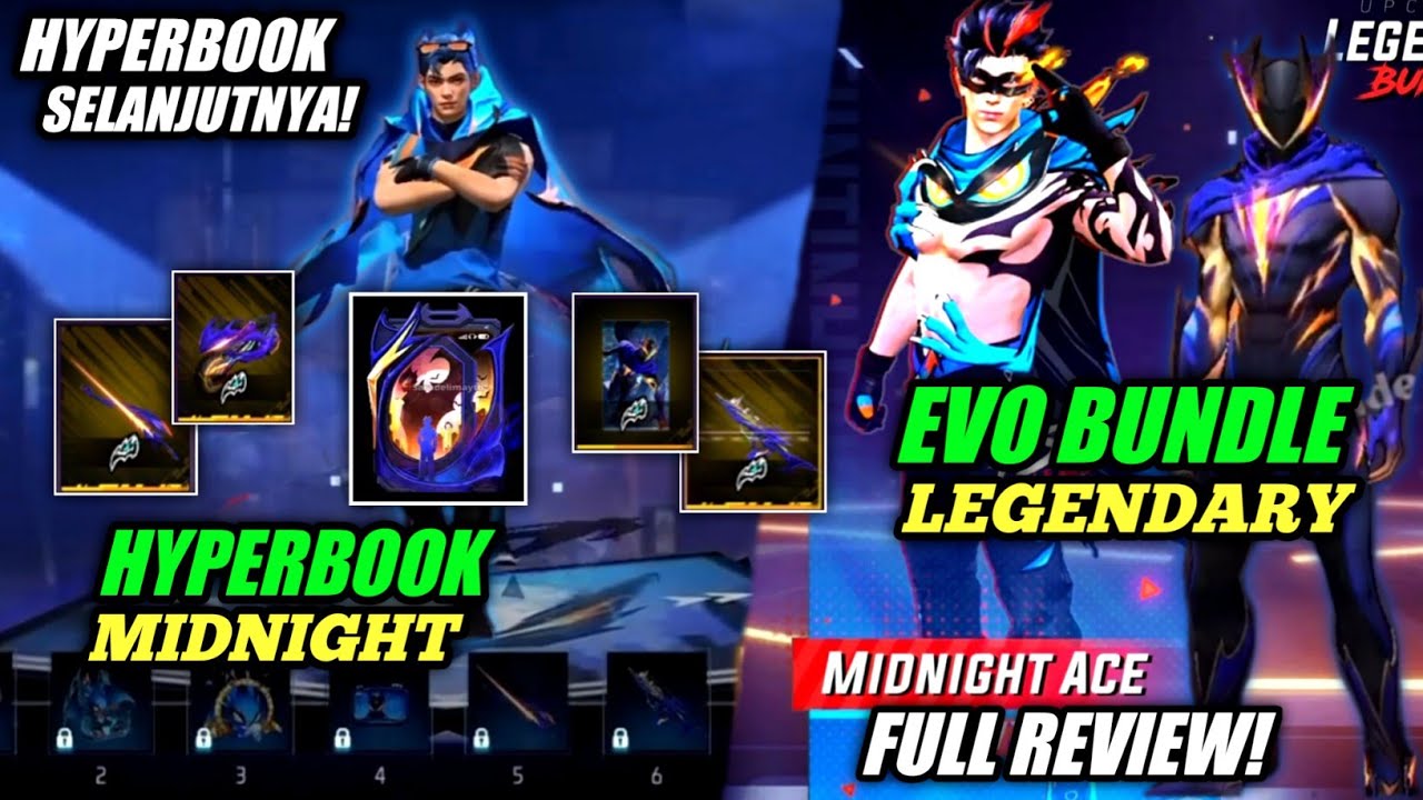 FULL REVIEW‼️HYPERBOOK MIDNIGHT FF TERBARU | EVO BUNDLE LEGENDARY ...