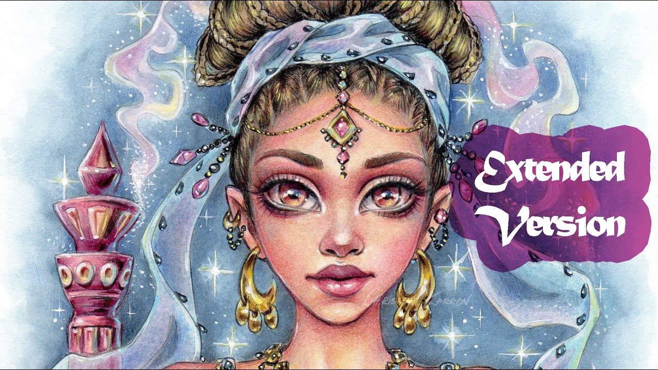 Genie - watercolor & colored pencils EXTENDED VERSION coloring ...