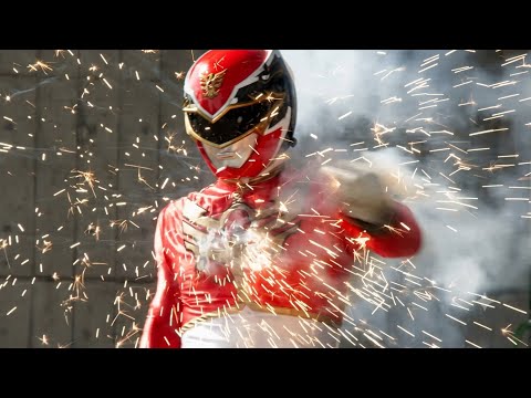 Red Gosei Ranger fights Robotic Woman and gets electrocuted defeat clip