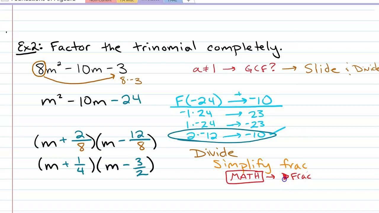Slide N Divide Method Of Factoring Advanced Trinomials YouTube Slide N Divide Method Of Factoring Advanced Trinomials YouTube