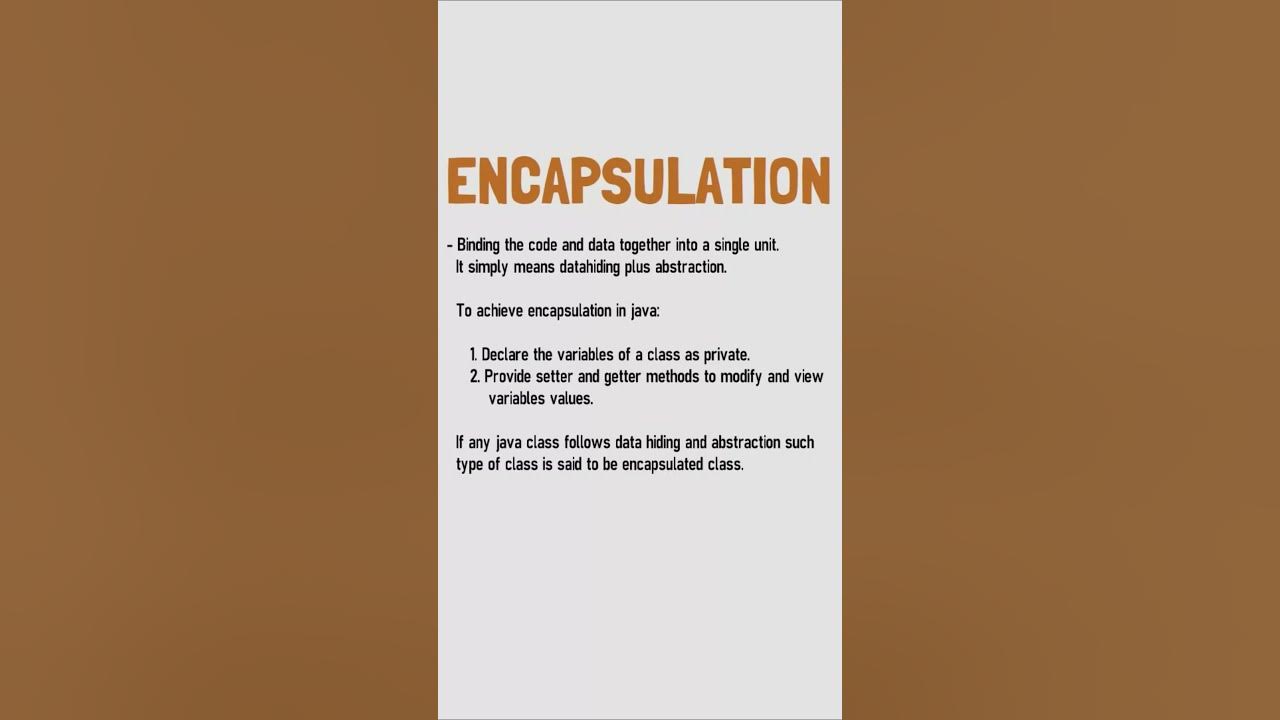 Javas Encapsulation Java Javainterview Javashorts Trending Javaprogramming Encapsulation