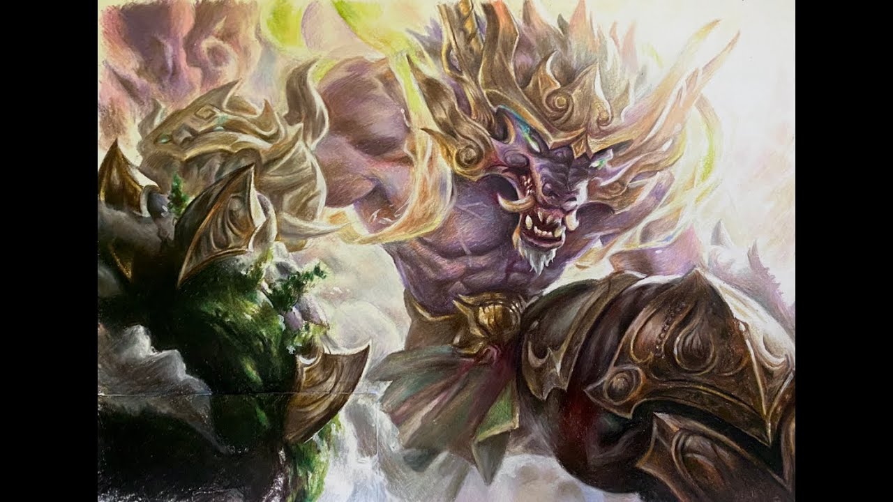League of Legends- Lunar Guardian Warwick Timelapse Drawing - YouTube