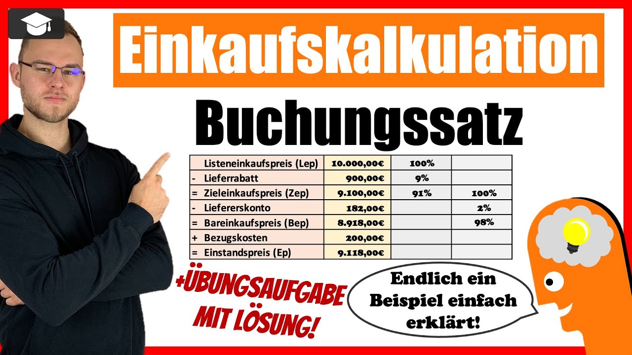 Einkaufskalkulation Buchungssatz an einem Beispiel erklärt - YouTube
