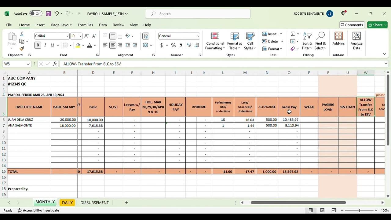 PAYROLL PREPARATION_part 2 (Using Excel Spreadsheet) - YouTube