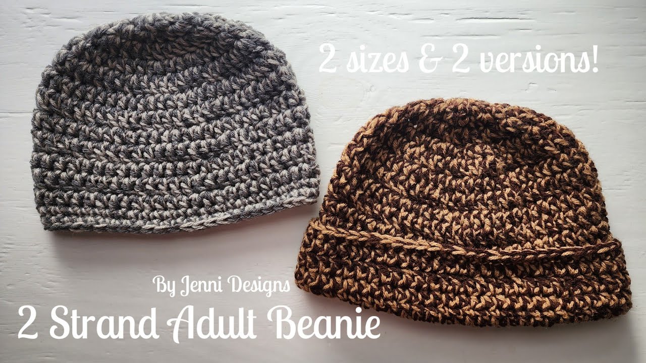Crochet Pattern Turorial: Easy 2 Strand Beanie for Men or Women - YouTube