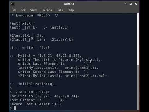Prolog Program - Get Last and Second Last in a List. - YouTube