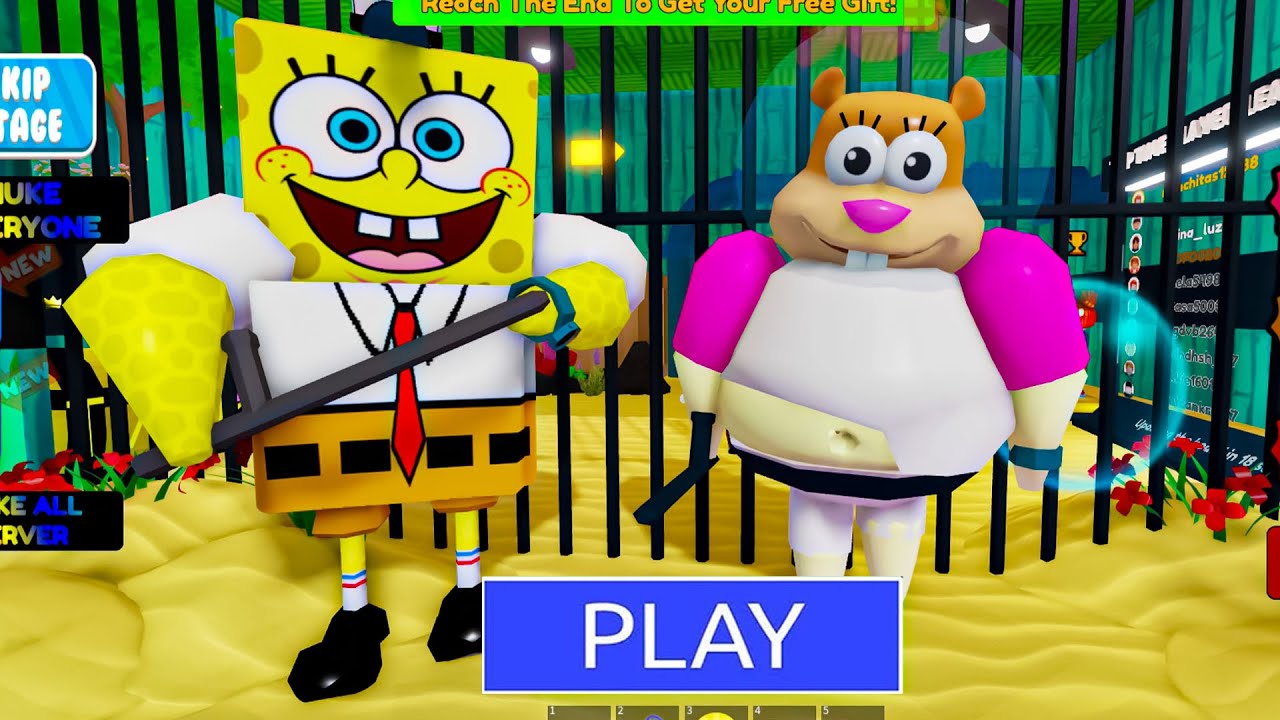 SPONGEBOB VS SANDY BARRY'S PRISON RUN! SCARY OBBY Full Gameplay #roblox ...