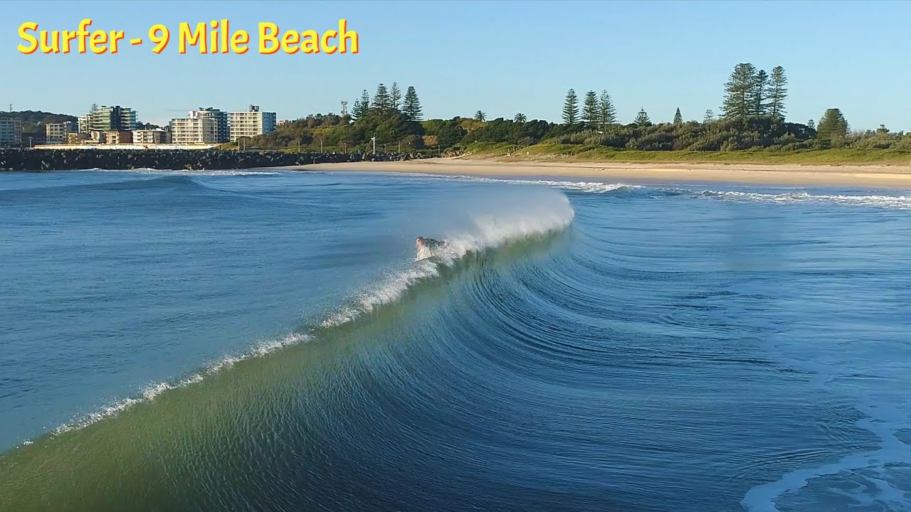 Surfer, 9 Mile Beach - Tuncurry (drone) - YouTube