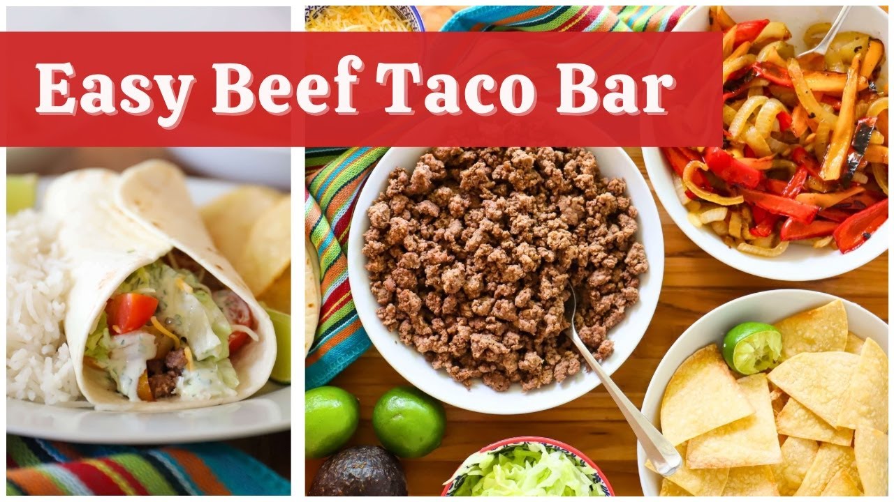 EASY Beef Taco Bar with Air Fryer Tortilla Chips, Cilantro-Lime Sauce ...