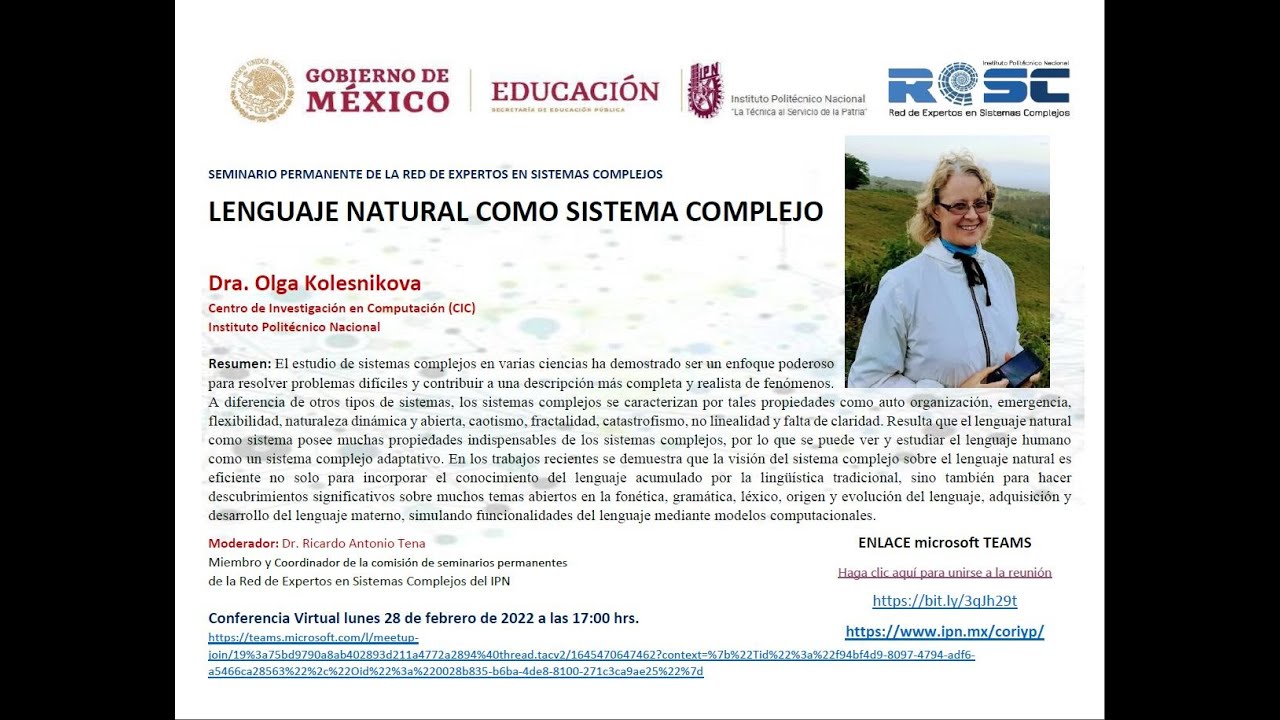 LENGUAJE NATURAL COMO SISTEMA COMPLEJO - YouTube