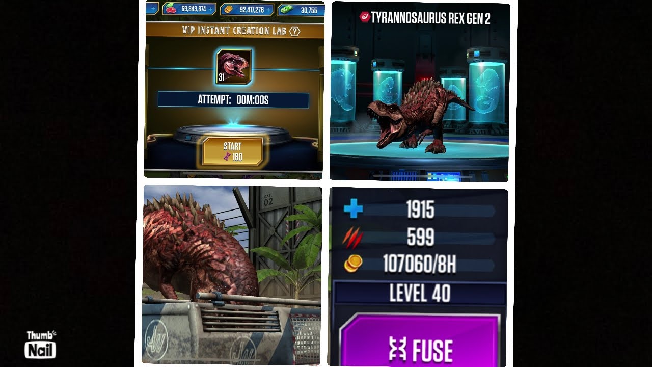 Getting Tyrannosaurus Rex Gen 2 to Level 40! | Jurassic World: The Game ...