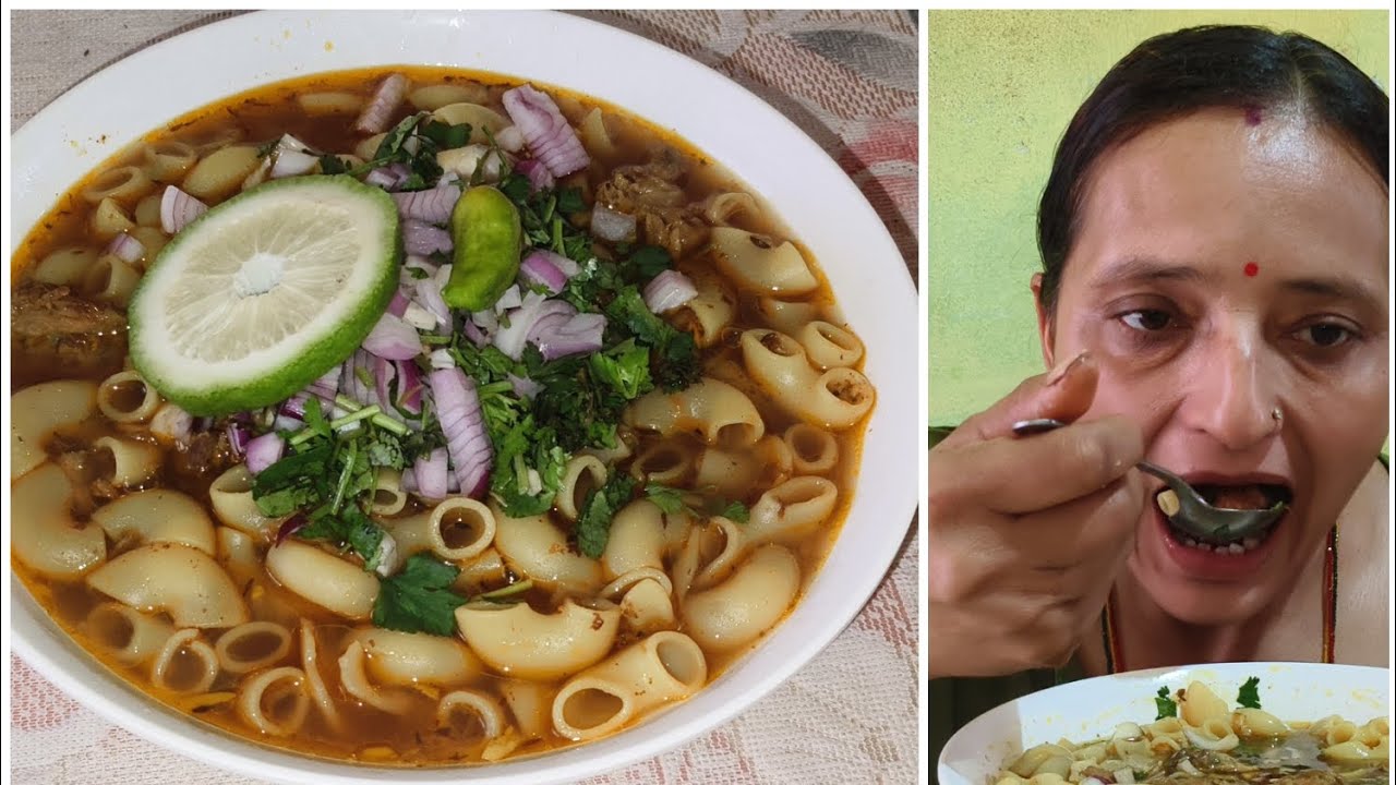 Eating spicy chicken soupy macroni pasta 🍝 with king chilli🔥🥵|| ASMR||Mukbang||Eating Show ...