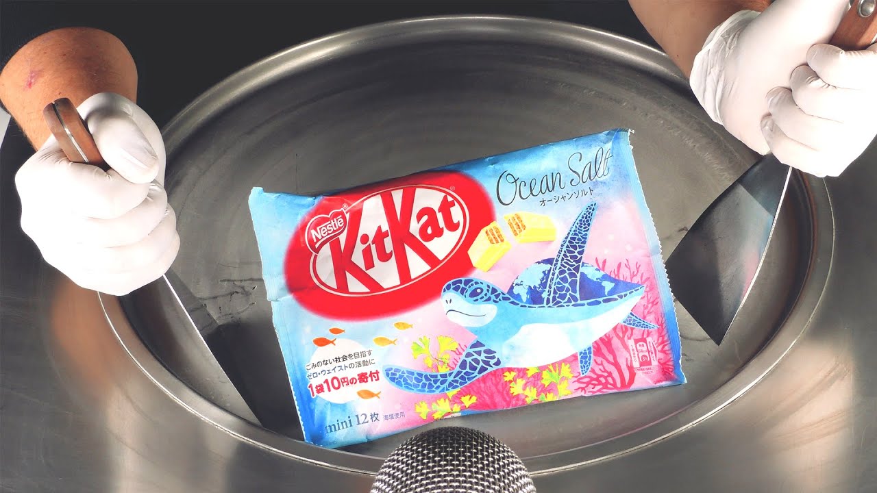 ASMR - KitKat Ocean Salt Ice Cream Rolls | how to make Kit Kat ...