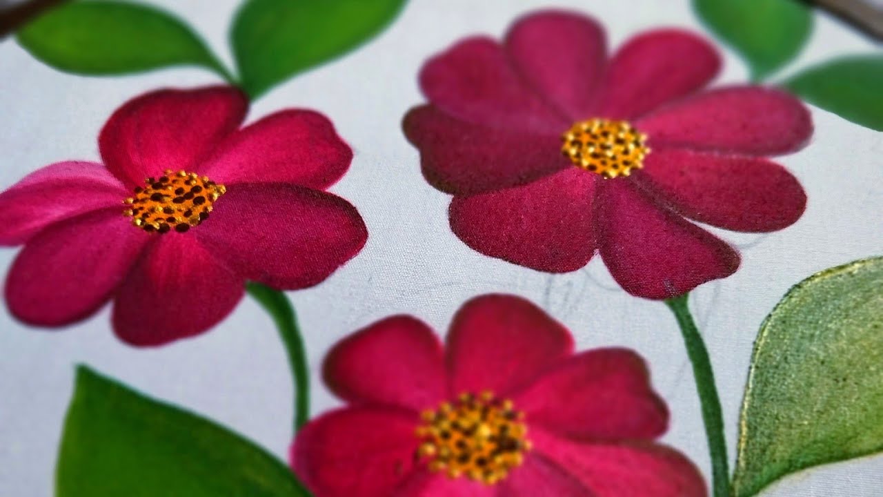 Easy Hand Painting Dress Design || Hand Painting Flowers Design ...