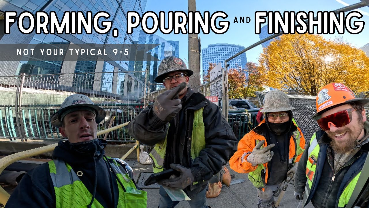 Pouring and Finishing Concrete Curb and Gutter In the Cement Mason ...