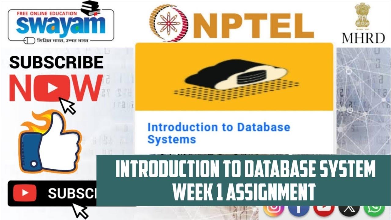 introduction to database system || WEEK-1 Quiz assignment Answers 1 2025 || NPTEL - YouTube
