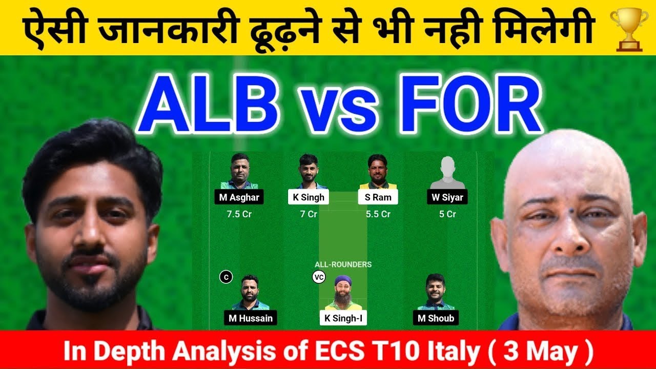 ALB vs FOR | ALB vs FOR DREAM11 Prediction | ALB VS FOR Dream11 Team ...