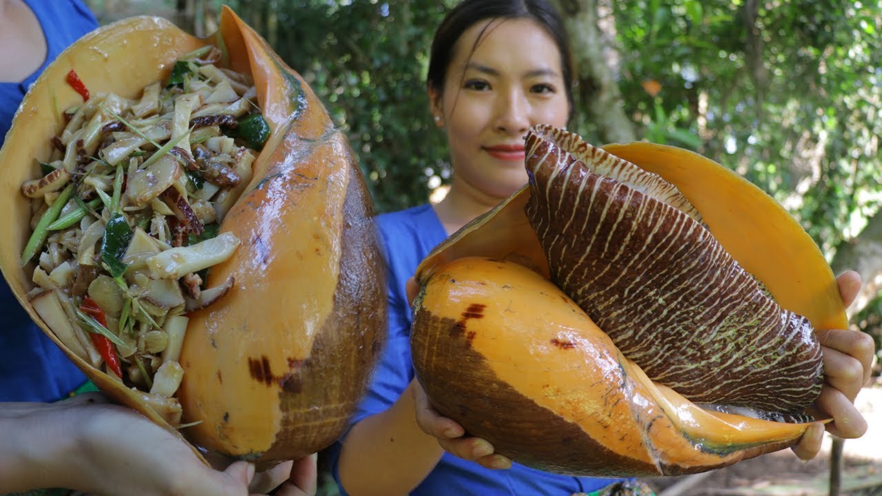 Fried Tasty Monster Sea Snail - Cooking Biggest Monster Sea Snail ...