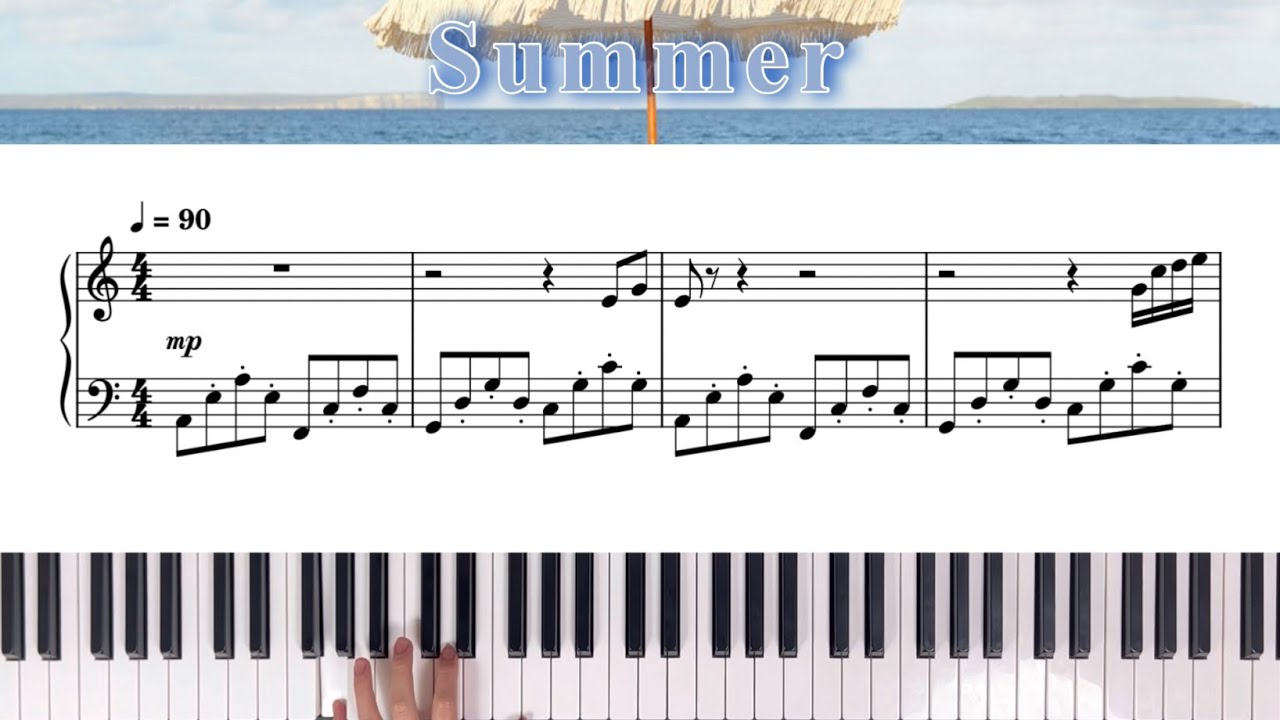 Hisaishi Joe Summer 피아노 악보 | C Key 쉬운 중급 버전 - YouTube