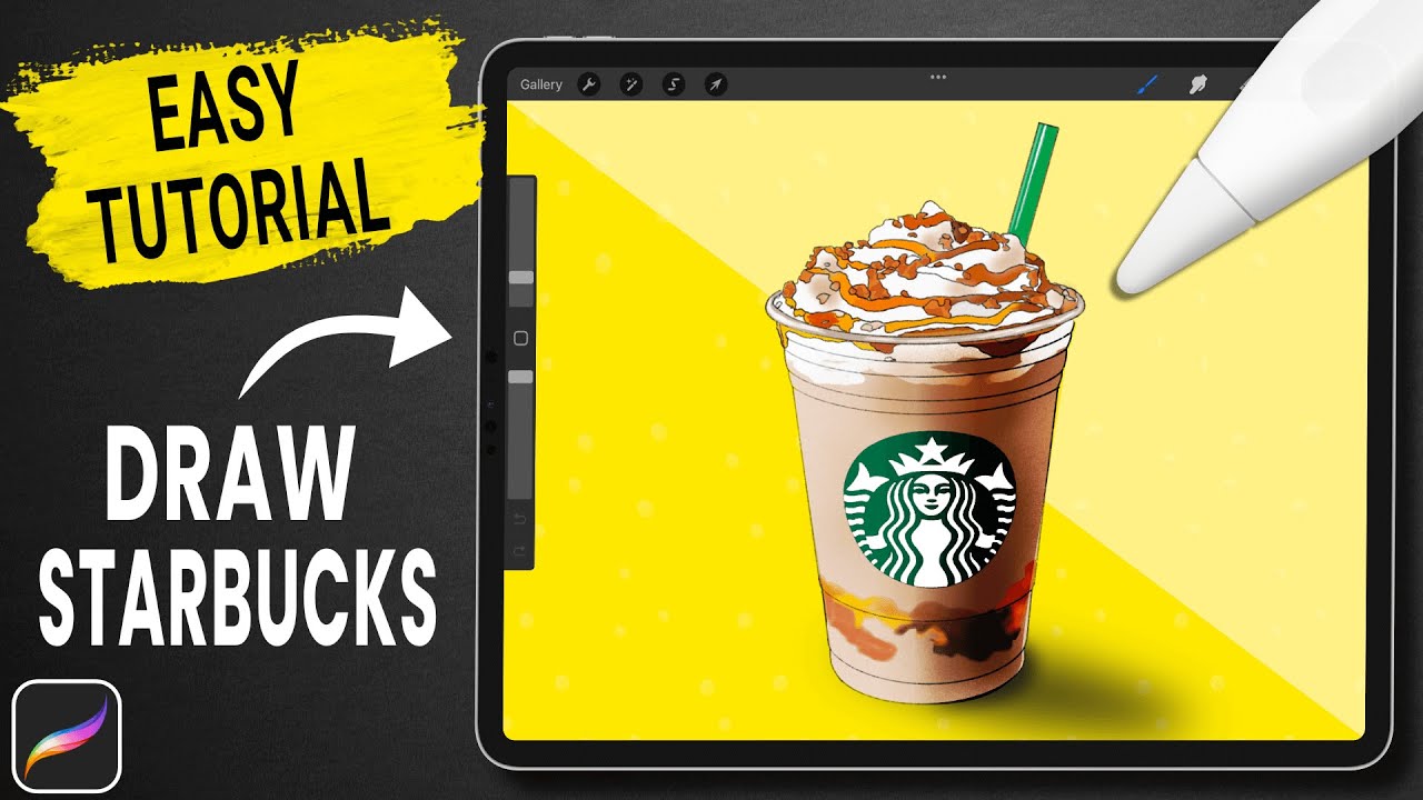 How To Draw Starbucks Coffee Step By Step in Procreate - Easy Tutorial - YouTube