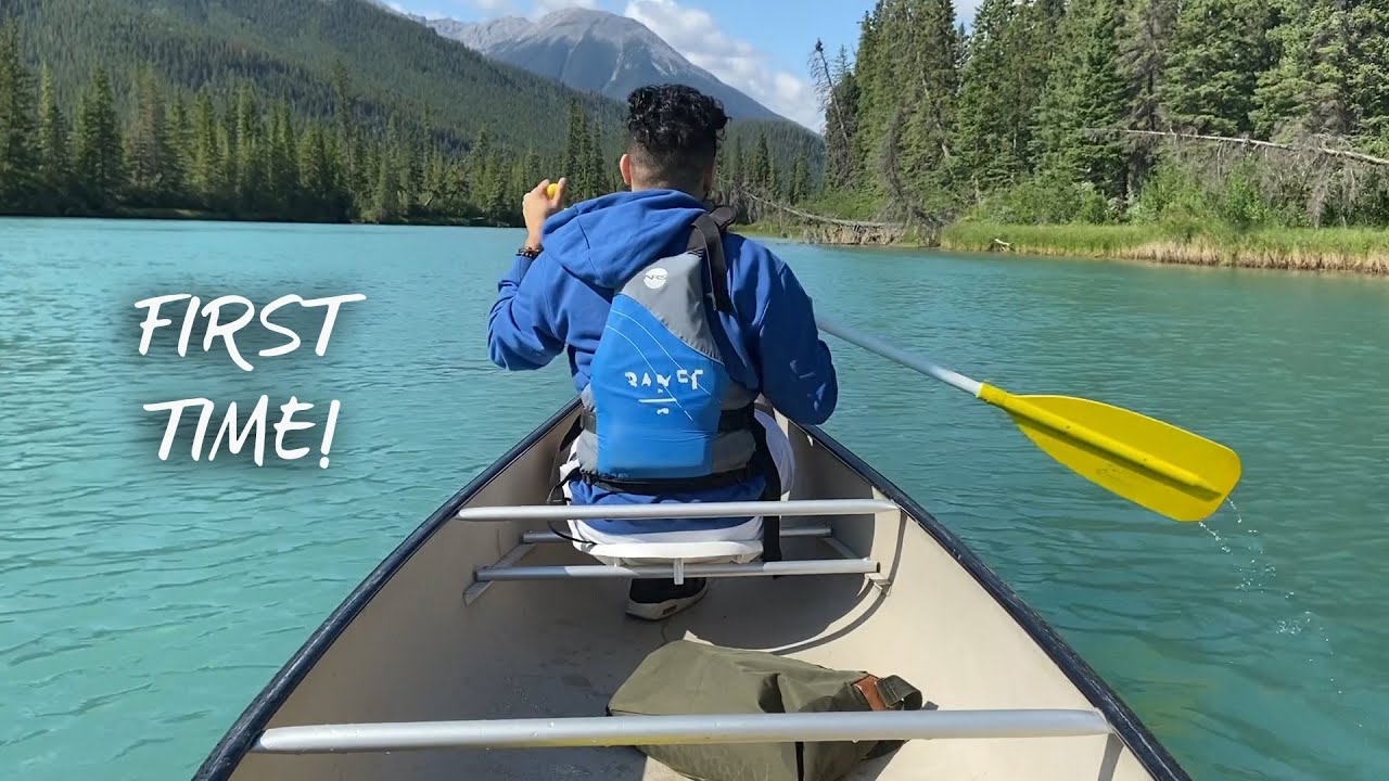 CANOEING IN BANFF BOW RIVER (BEGINNERS) - YouTube