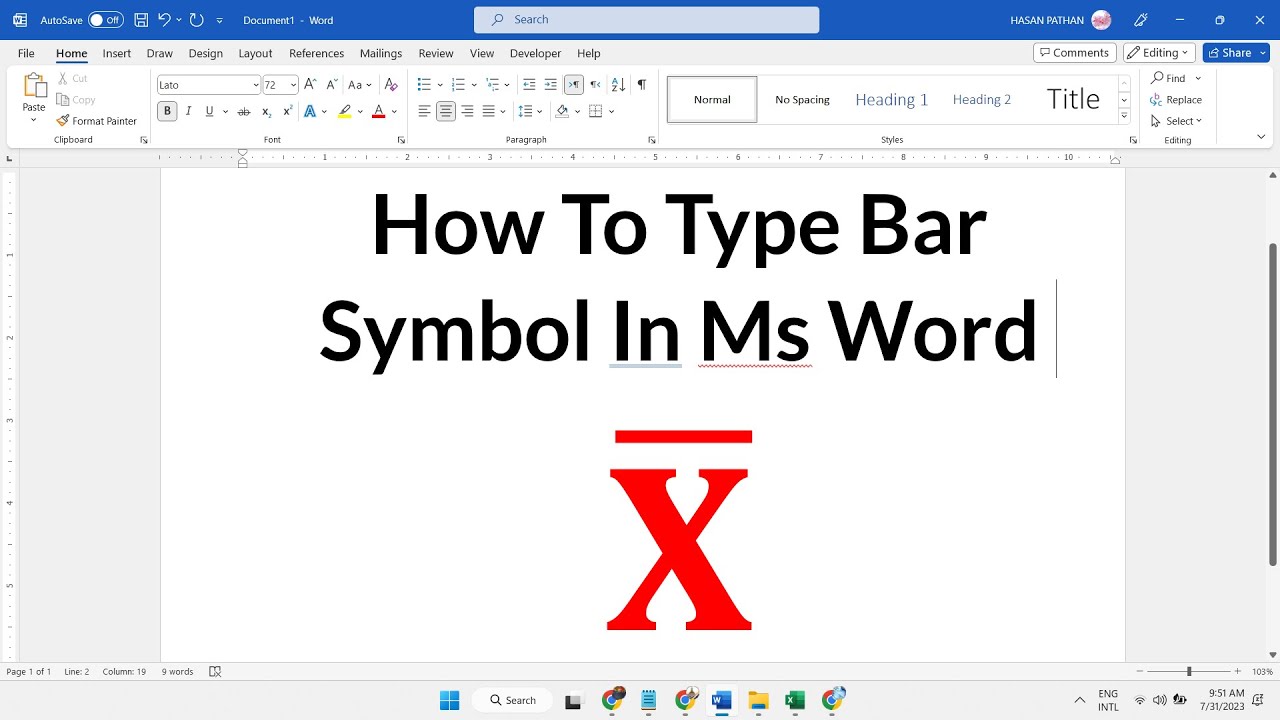 How To Type Bar Symbol In MS WORD 2023 YouTube How To Type Bar Symbol In MS WORD 2023 YouTube