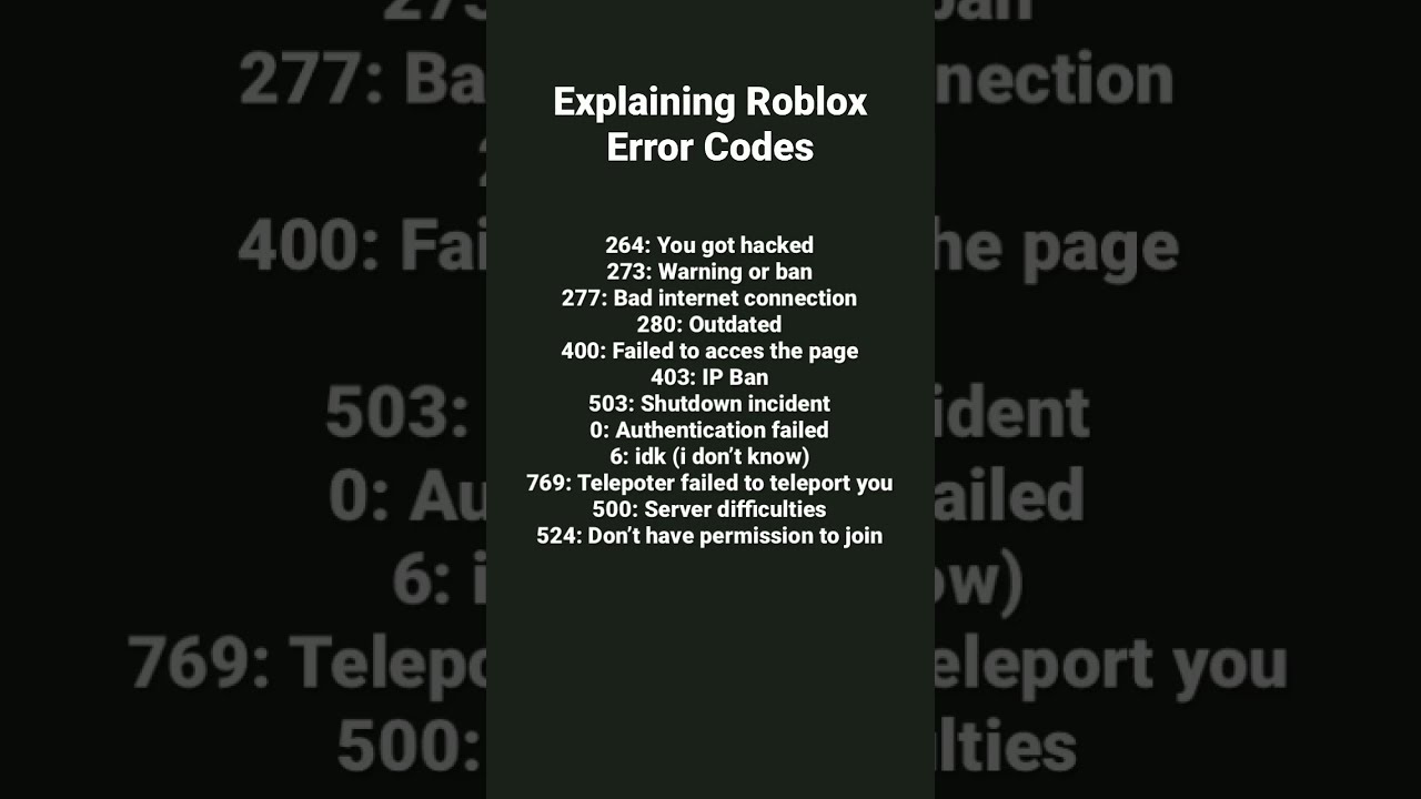 Explaining Roblox Error Codes robloxerror explained YouTube Explaining Roblox Error Codes robloxerror explained YouTube