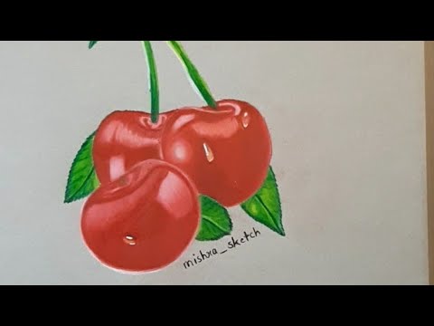 Draw CHERRY with Colored pencils | Tutorial for BEGINNERS - YouTube