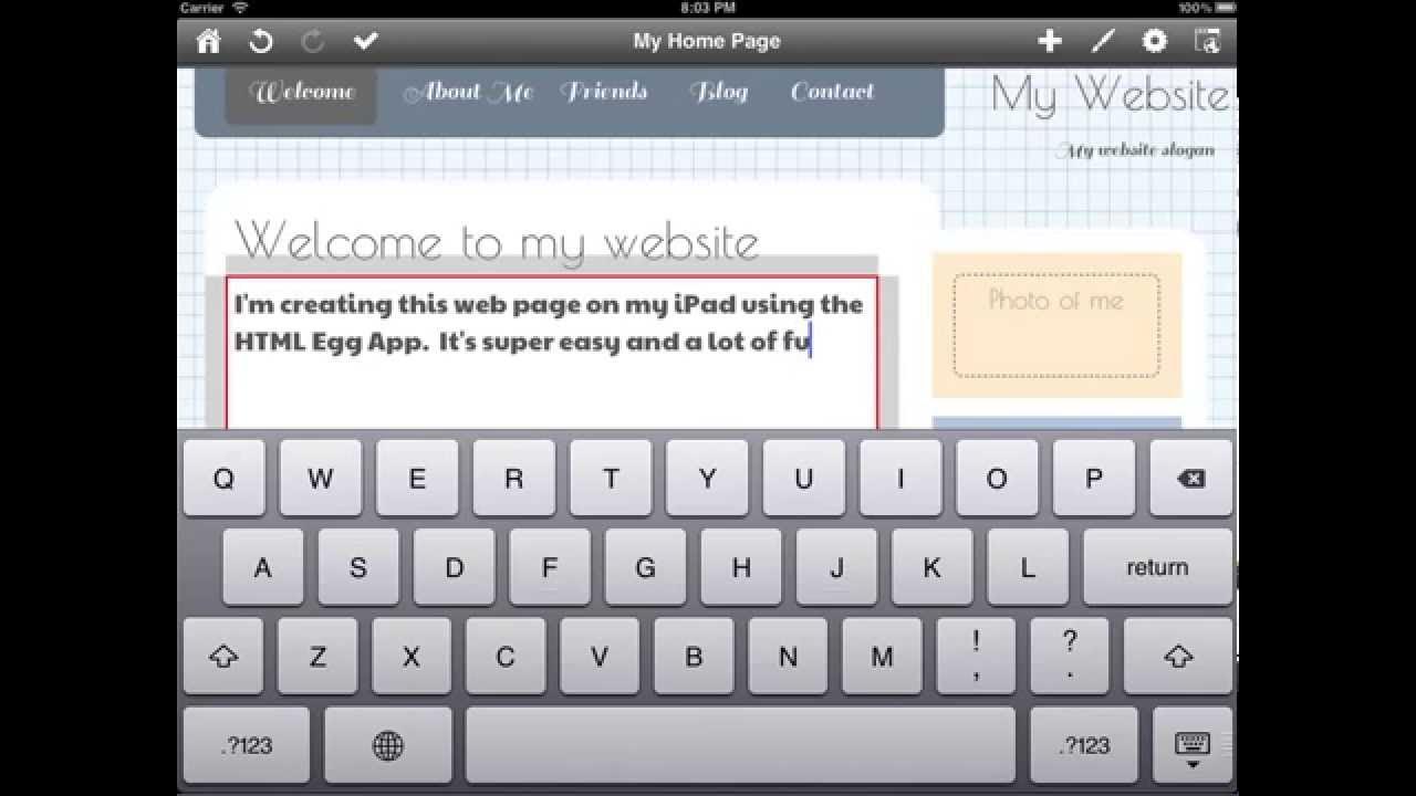 Creating your first web page using Web Page Creator for iOS - HTML Egg ...