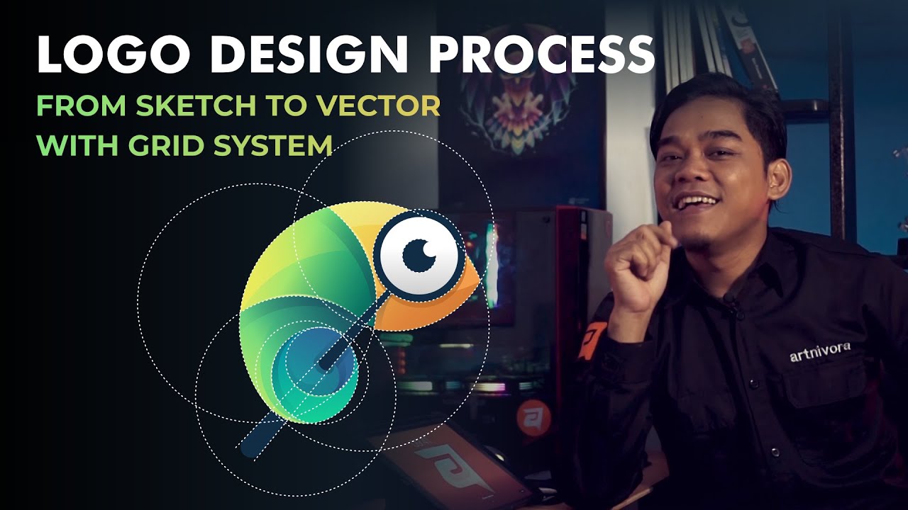 LOGO DESIGN PROCESS CHAMELEON - GRADIENT COLORFUL WITH GRID SYSTEM ...
