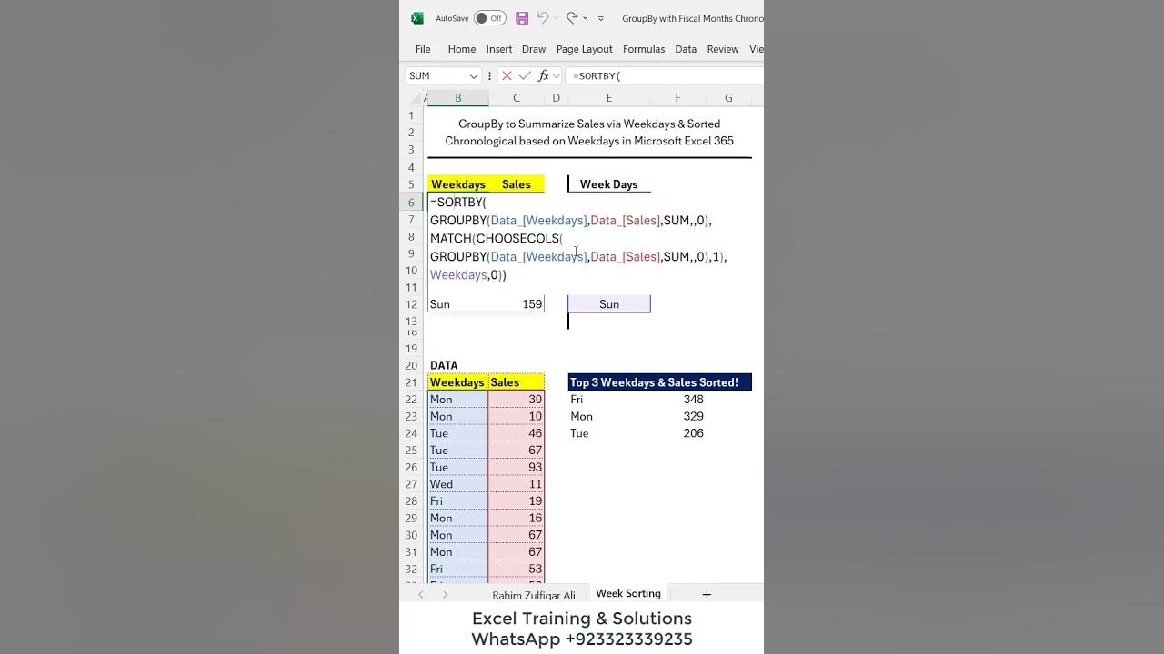 GroupBy via Months & Sorted Chronological based on Fiscal Months Calendar in #Excel 365 #shorts ...