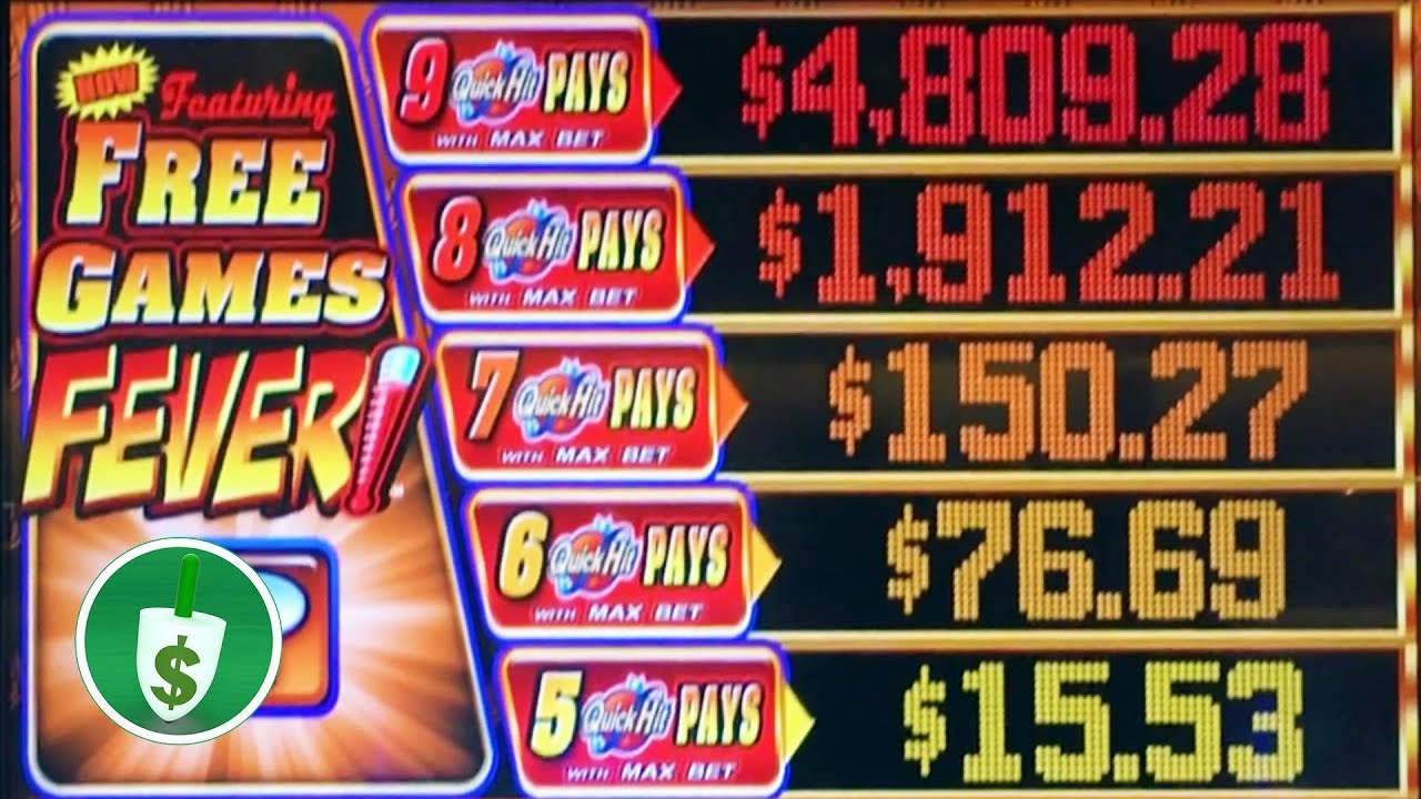 Quick Hit Fever slot machine, bonus (max bet) - YouTube