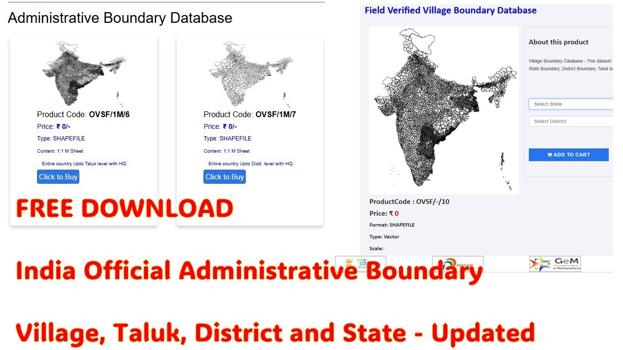 Official Indian Boundary Shapefile | Village, Taluk, District and State ...