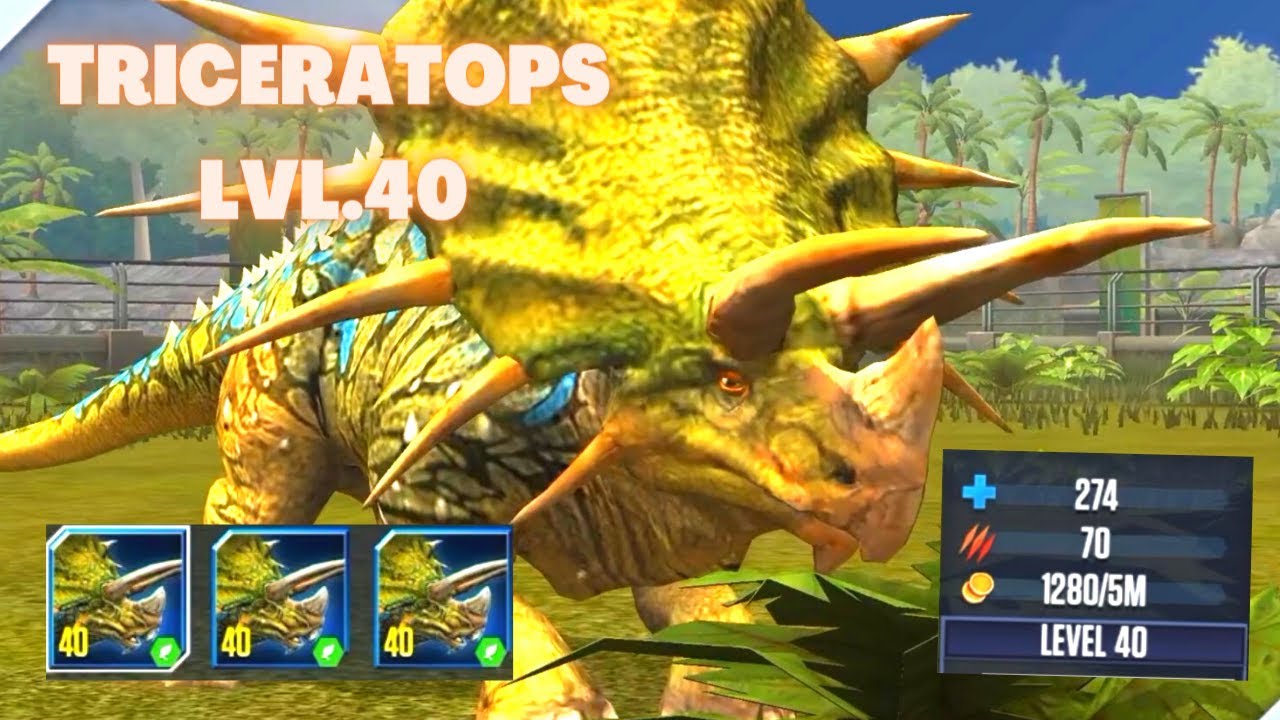 TRICERATOPS 3X MAX LEVEL-40 |JURASSIC WORLD: THE GAME| - YouTube
