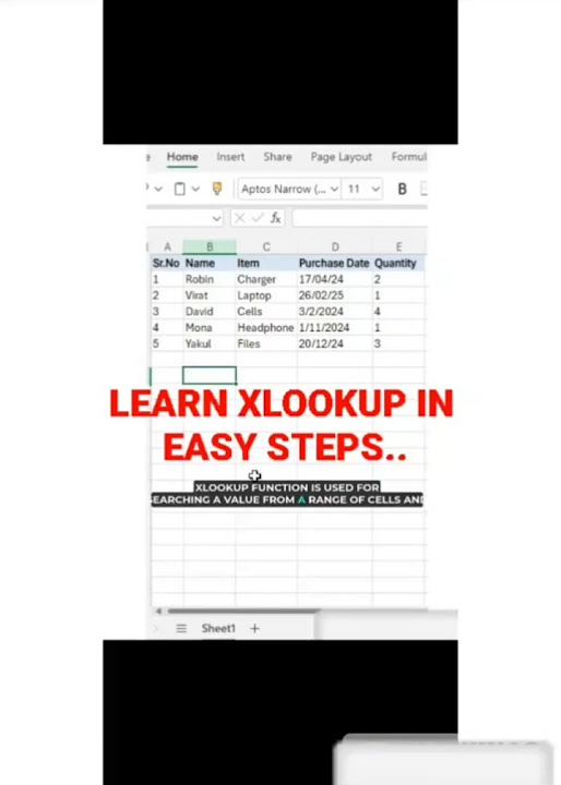 Learn Xlookup Function In Easy Steps #exceltips #excel #exceltricks#xlookup #microsoft - YouTube