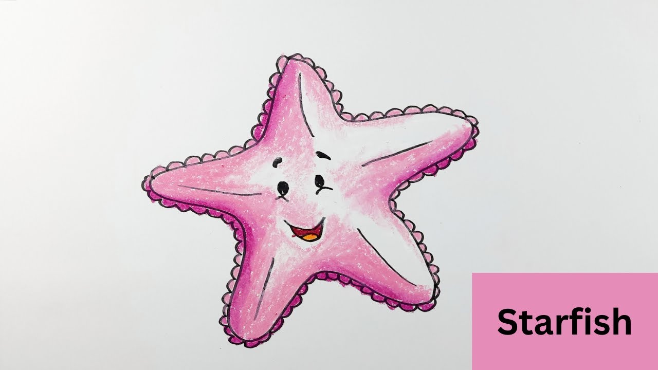 How to draw Starfish/ Easy Starfish drawing tutorial/ Starfish drawing for kids step by step ...