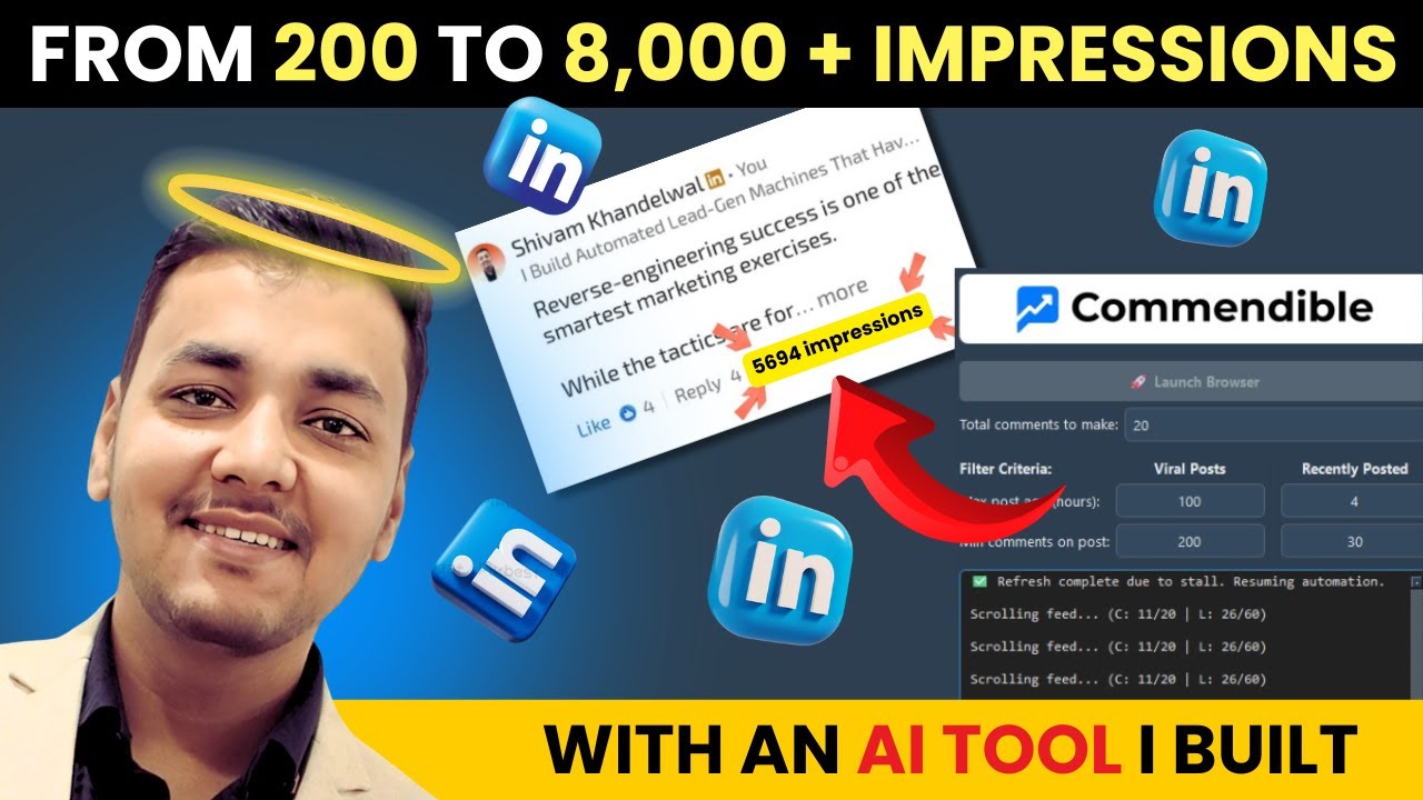 I Grew My LinkedIn from 200 to 8,000+ Impressions (With an AI Tool I ...