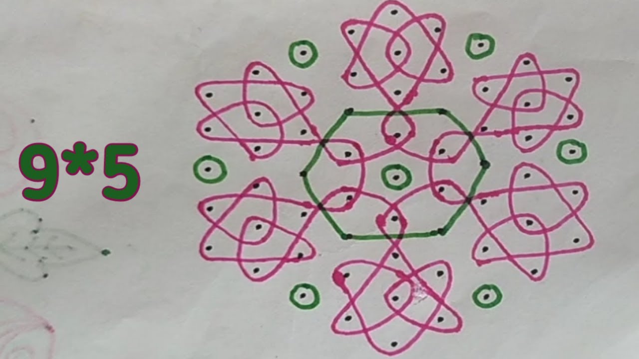 9 dots sikku kolam/simple rangoli design/9 dots rangoli #kolamdesign # ...