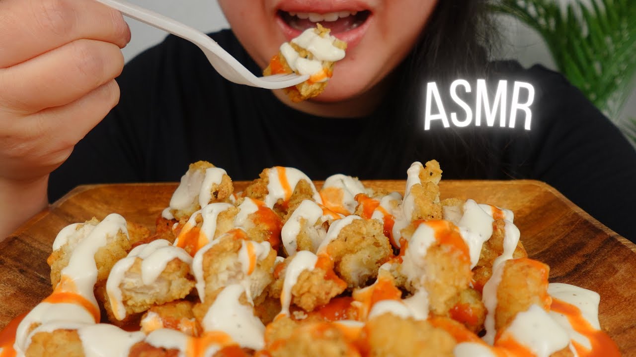 ASMR CHICKEN BITES AND TOTS *eating sound (No talking) - YouTube