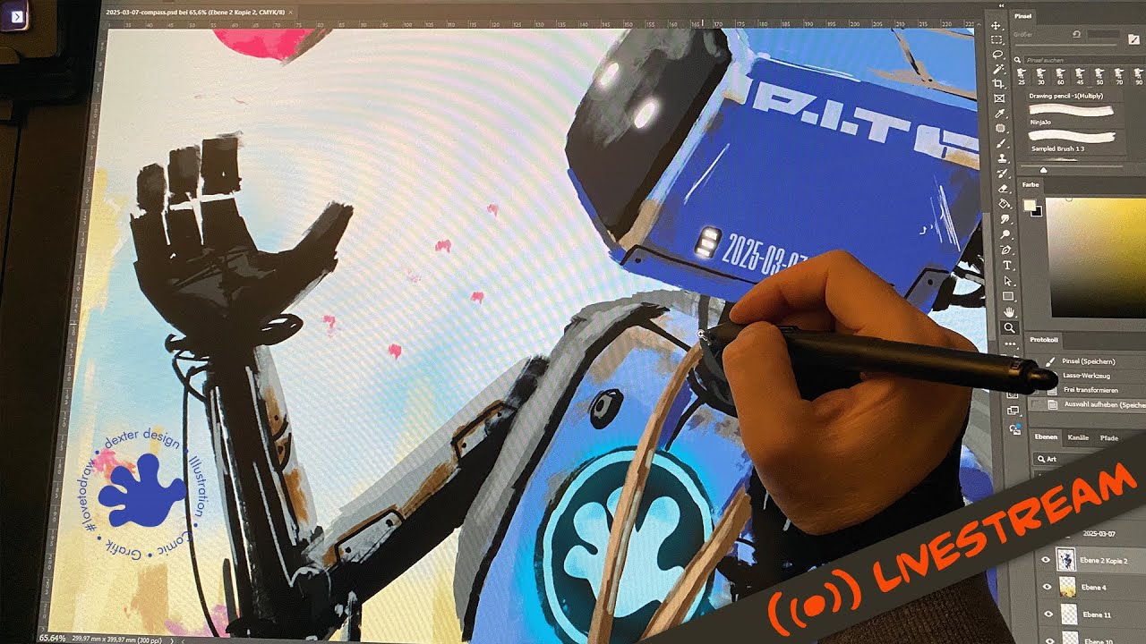 🔴 Art Stream | March of Robots -Compass- | Cozy Drawing [GER] - YouTube