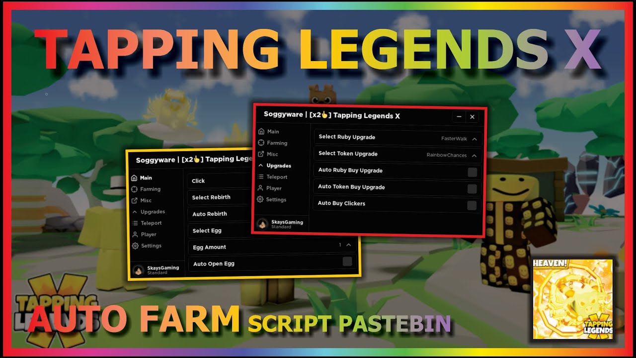 TAPPING LEGENDS X Script Pastebin 2022 AUTO FARM | AUTO UPGRADE | AUTO ...