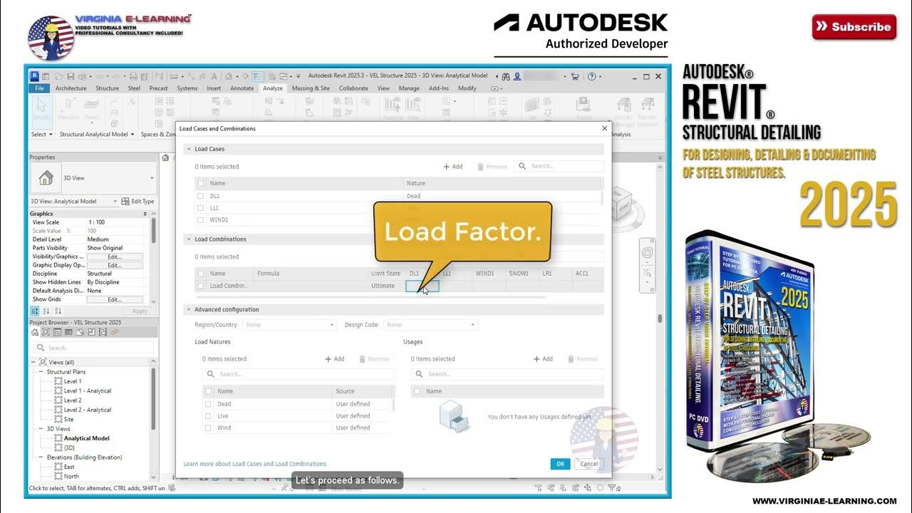 Revit Structural Detailing 2025 Tutorial | Applying Loads and Combinations. - YouTube