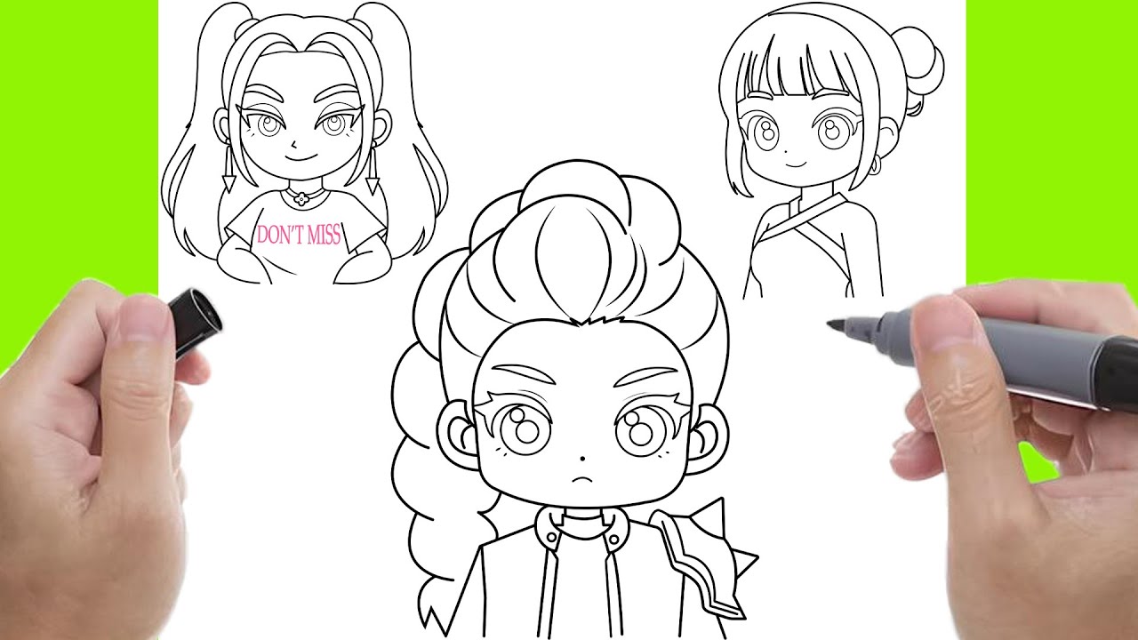 How to Draw Huntrix KPop Demon Hunters Rumi, Zoey & Mira - YouTube