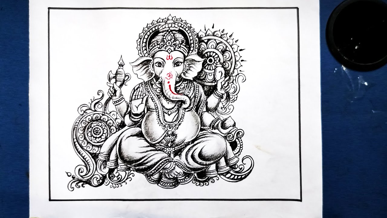 How to draw Lord Ganesh | Ganesh Drawing with Shading Pencil ️ | Ganesh ...