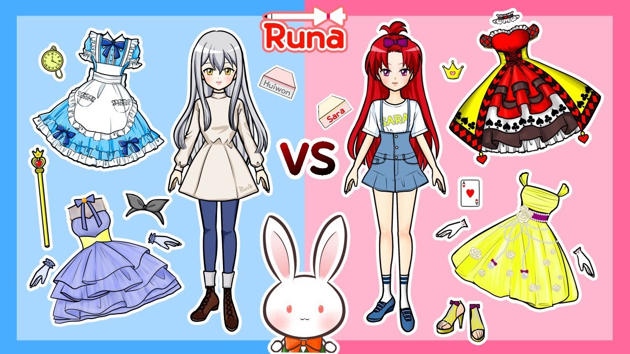 Runa paper dollsㅣpaper doll dress upㅣhand madeㅣcostume playㅣ루나의 인형 종이인형 ...