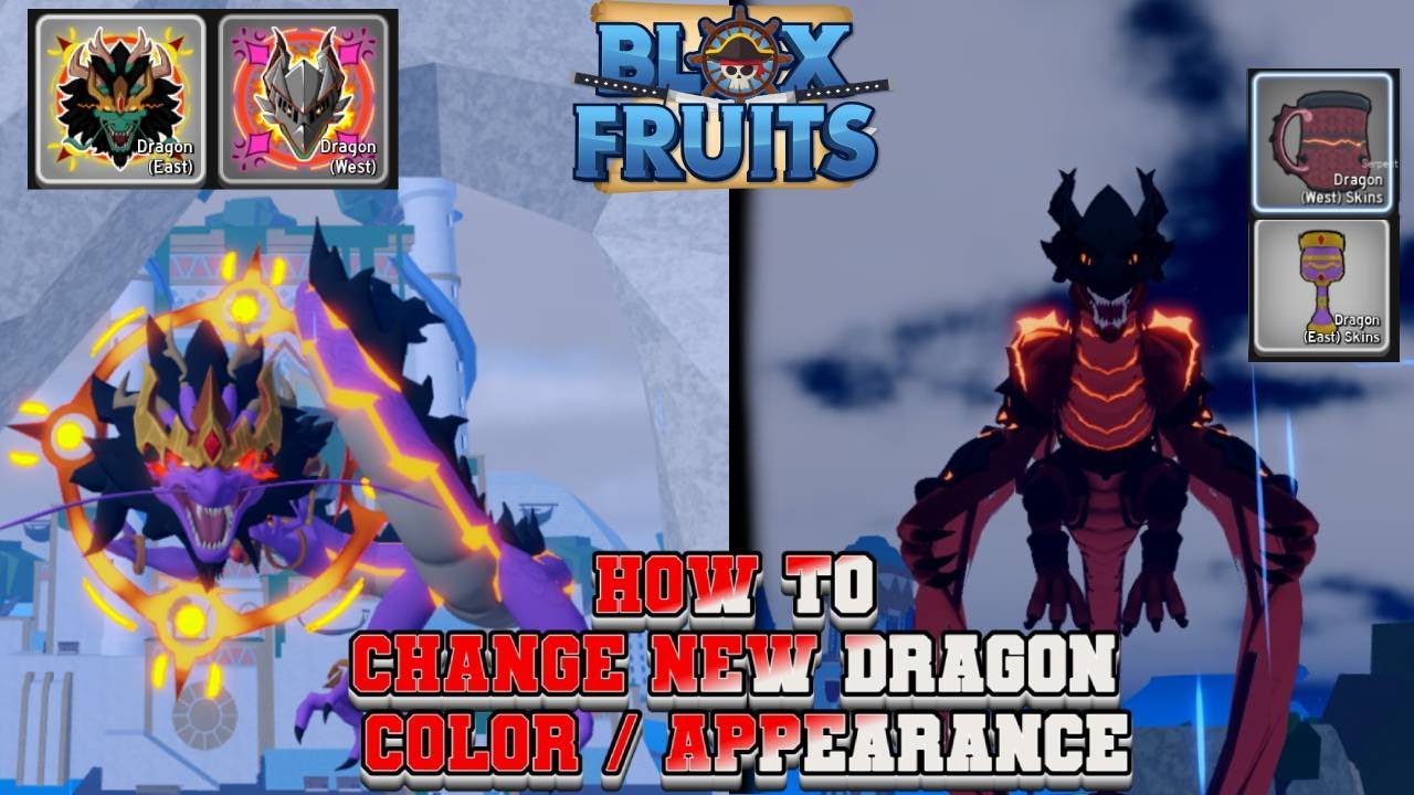 How To change New Dragon 🐲 Rework Colors / Skins (Blox Fruits Dragon ...