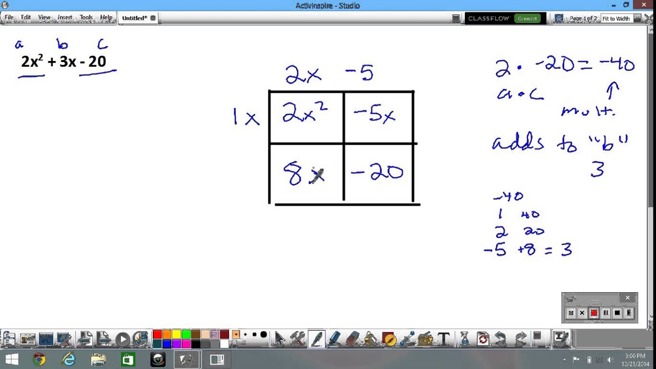Factoring using the Box Method - YouTube