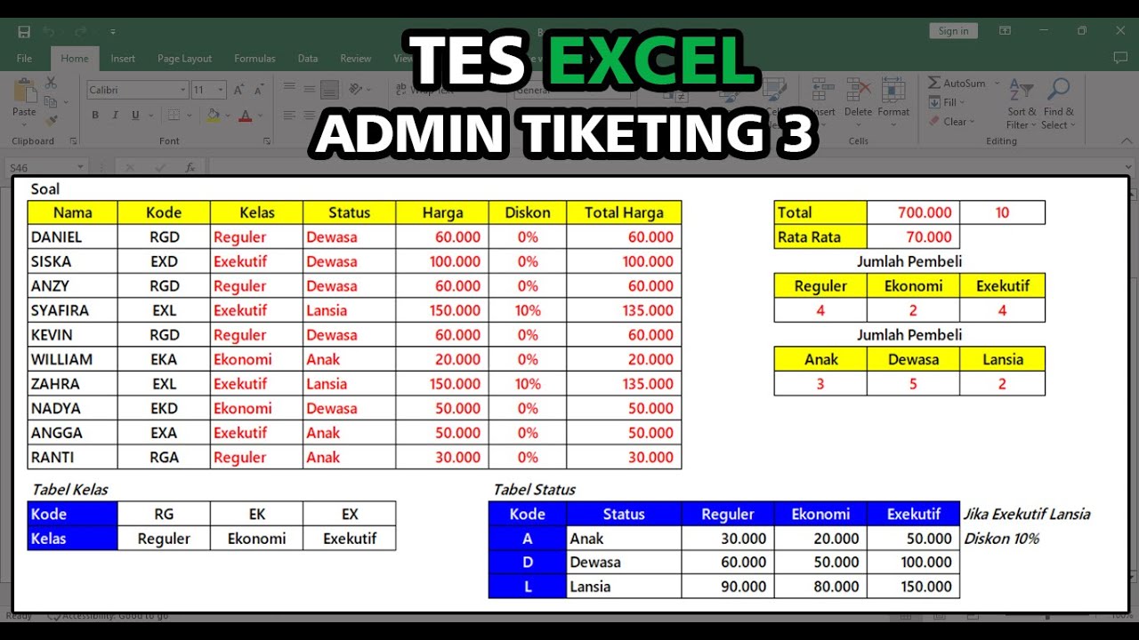 Tes Excel Admin Tiketing 3 - Uji Keterampilan Excel untuk Admin ...