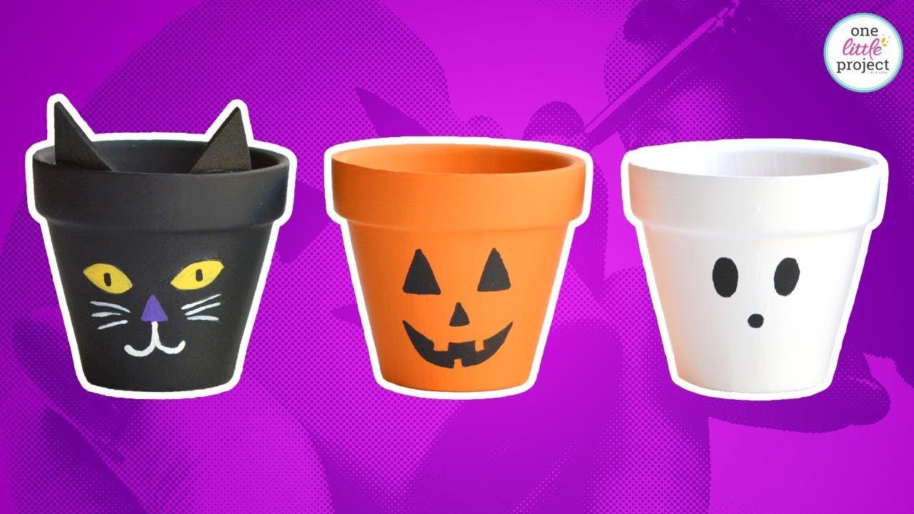 Halloween Clay Pots | How to Make Halloween Clay Pot Candy Jars - YouTube