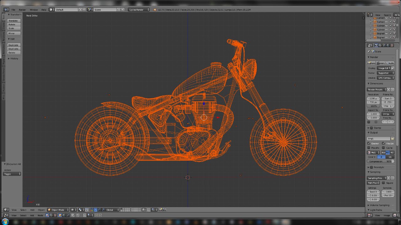 Bobber motorcycle created in Blender 3D - YouTube